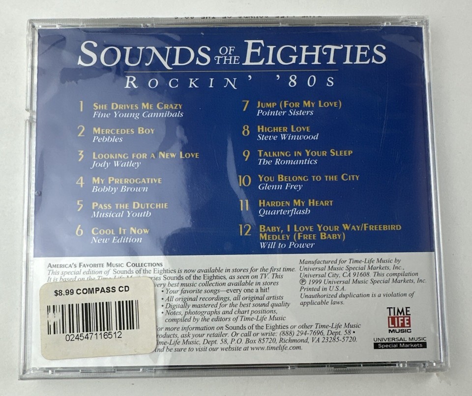 Time Life Sounds Of The Eighties Rockin 80s Greatest Hits CD 12 Tracks ...