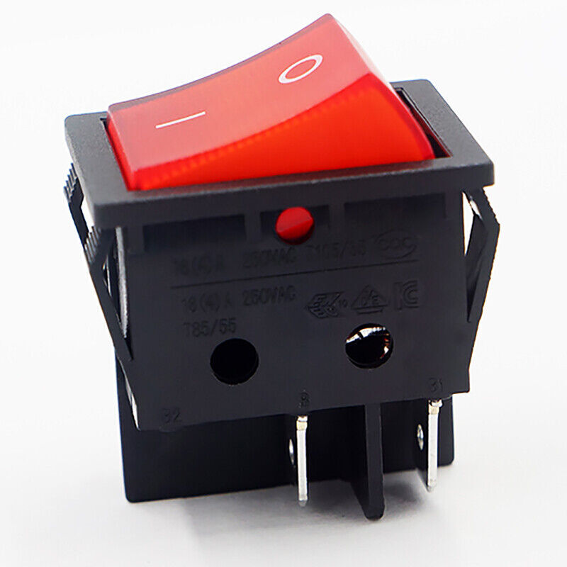 1PC RS606 2position 4pin Rocker Switch 16A 250V Red w/Lamp BLK w/o Lamp ...