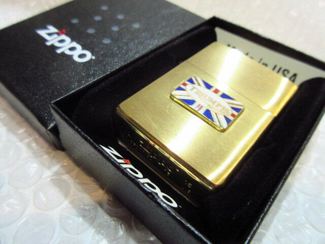 Zippo Oil Lighter Triumph & Union Jack Logo Gold Brass Regular Case JP ...