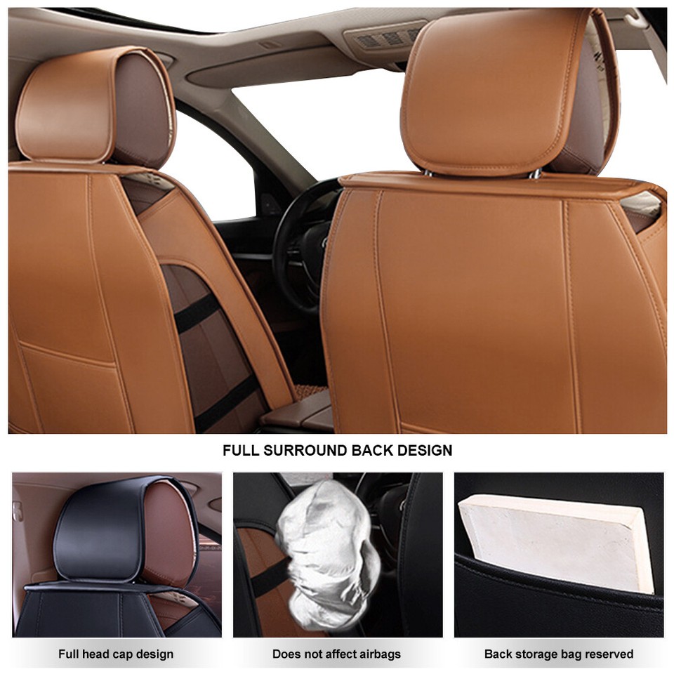 Car Seat Covers for Infiniti 2-seats Headrest+Pillows Cushion 001 Brown ...