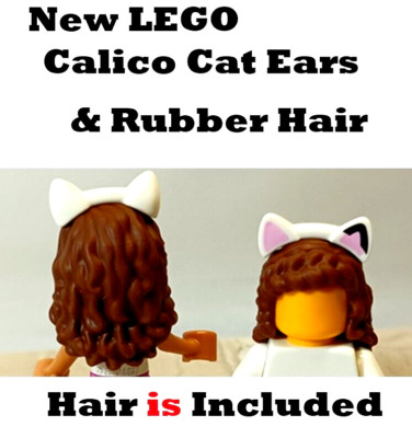 New LEGO Cat Costume Ears CALICO Curly Rubber Hair Fits Girl Boy ...
