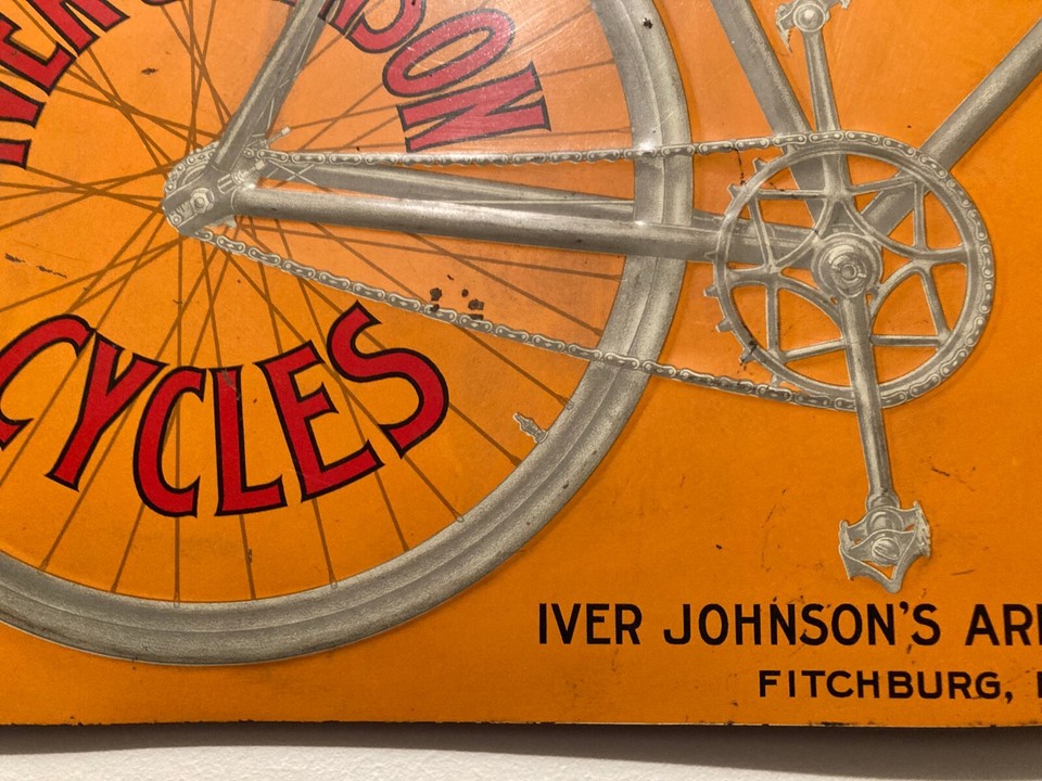 RARE 1890's Iver Johnson cycles Arms & Cycle Works Trust the truss sign ...