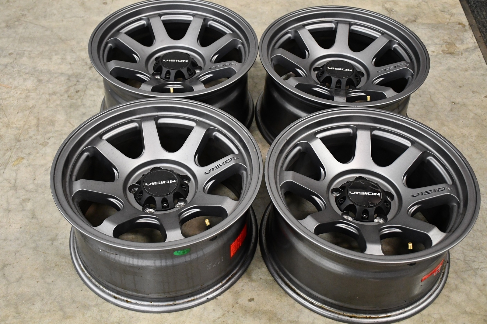 Set 4 16" Vision Off-Road 351 Flow Satin Grey Wheels 16x8 5x5.5 Truck ...