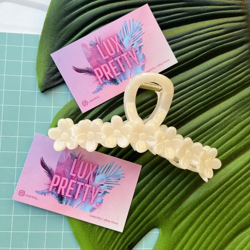 Hair Claw Clip Gloss Floral Flower Vanilla Large | eBay Australia