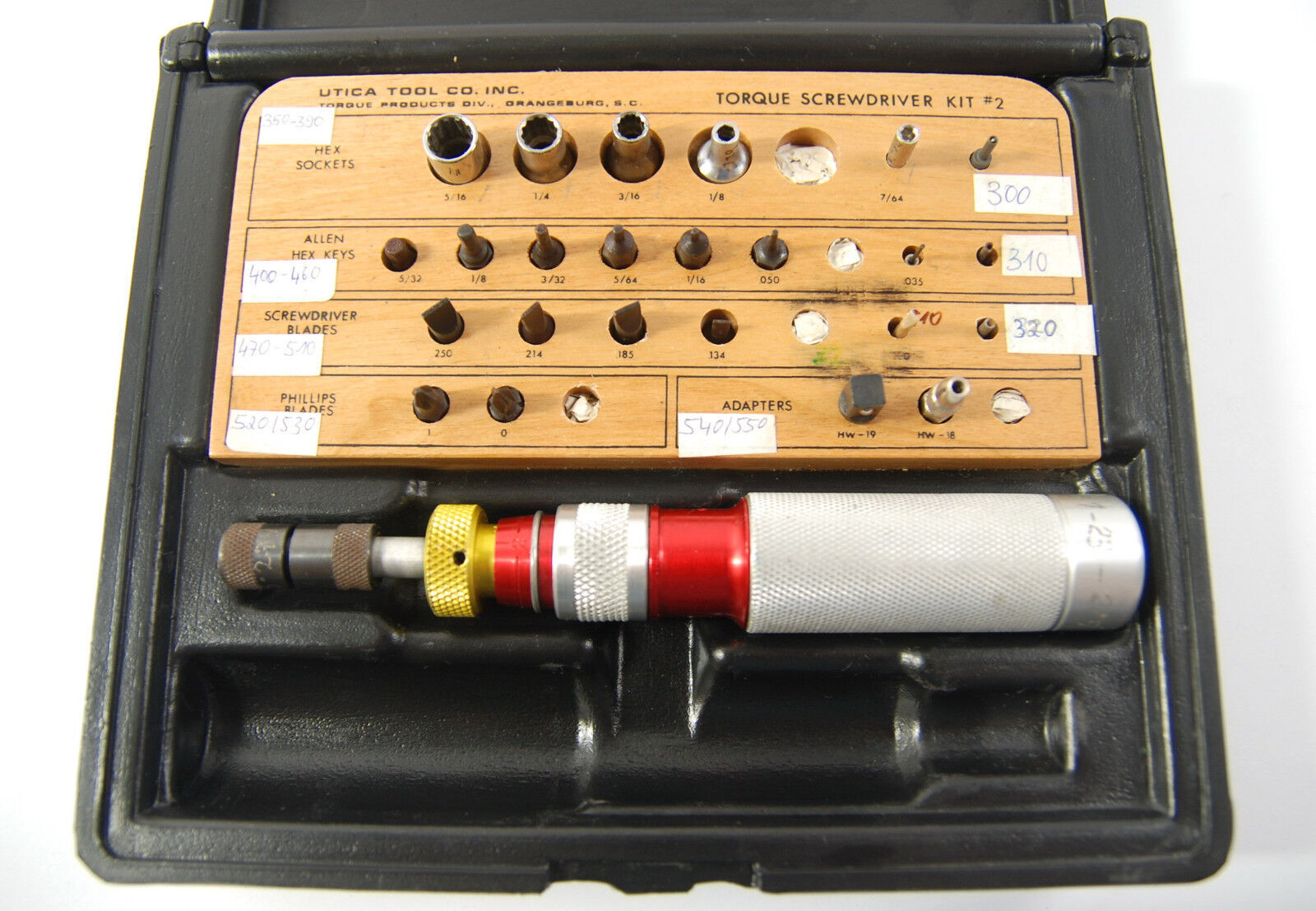 AIRCRAFT UTICA TOOL BONEY USA TORQUE SCREWDRIVER SET KIT #2 OZ./ INCH ...