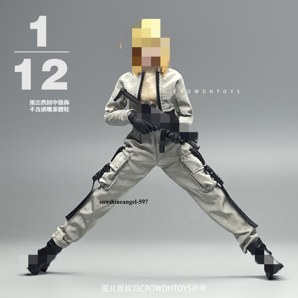 CROWDHTOYS 1/12 Scale Female Gray Clothes Coat Pants Model For 6 ...