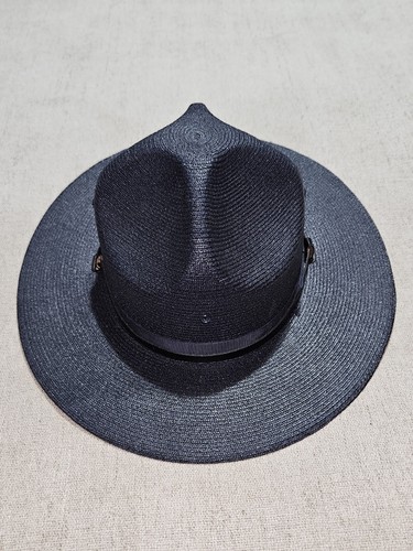 Stratton Self Forming Straw Hat 7 1/4 S40 W/Chin Strap Highway Patrol ...
