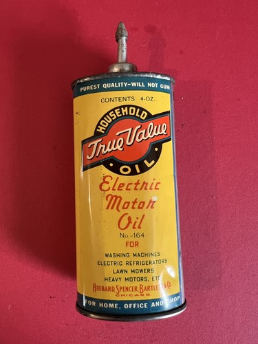 1920-40s-(4oz) RARE VINTAGE #1-TRUE VALUE ELECTRIC MOTOR OIL TIN CAN ...