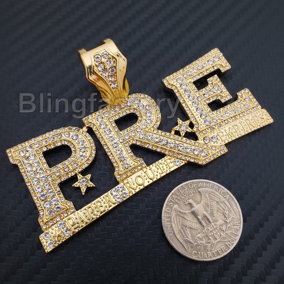 Gold Plated Alloy Young Dolph PRE & 18" Iced Cubic Zirconia Cuban Chain ...