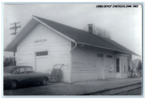 c1963 CB&Q Depot Emerson Iowa Railroad Train Depot Station RPPC Photo ...