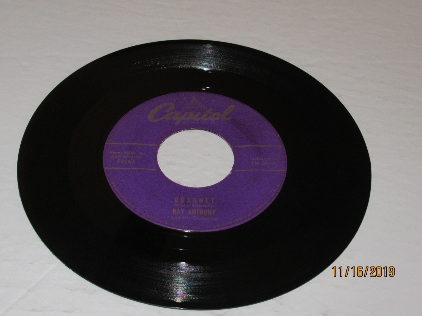 Ray Anthony: Dragnet / Dancing In The Dark / 45 Rpm 1953 Capitol 2562 ...