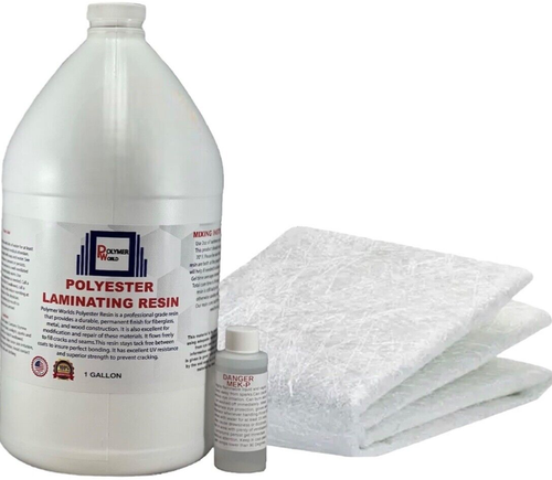 Fiberglass Repair Kit 1 Gal of Polyester Resin .75x50x5 Yard Chopped ...