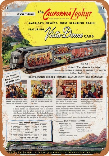 METAL SIGN - 1949 California Zephyr Vista-Dome - Vintage Look ...