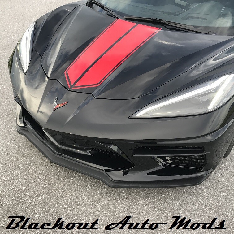 2020-2023 C8 Corvette Racing Stripe Hood Scoop Decal - Gloss Black | eBay