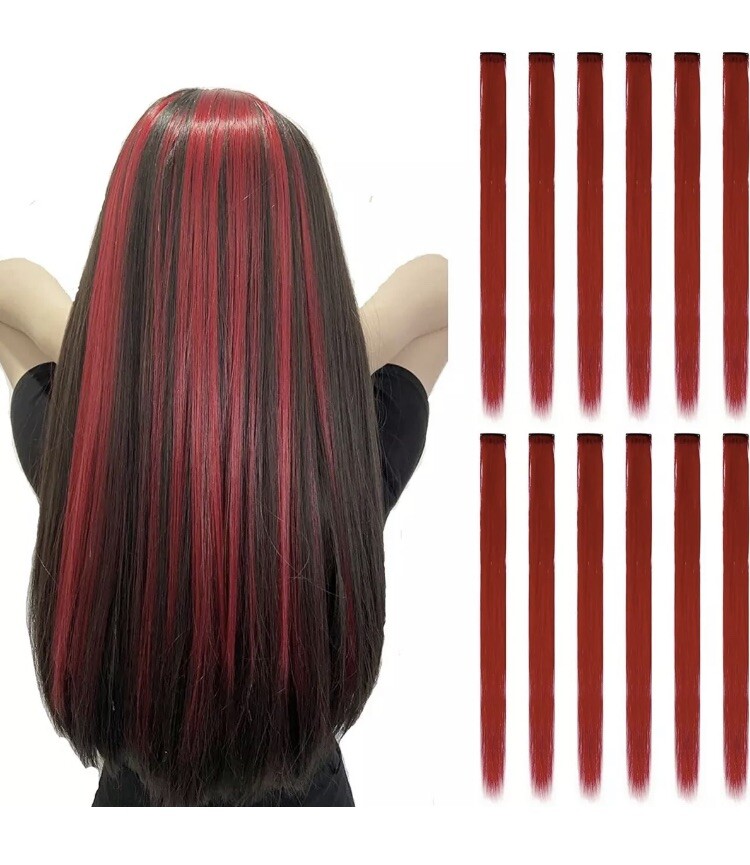2 x 12 PCS 20” Clip In Highlight Streaks Hair Extension as Human,Color ...