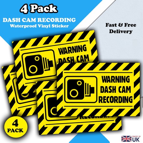 4 Pack - Warning Dash Cam Recording Stickers - Decals for Cars, Cabs ...