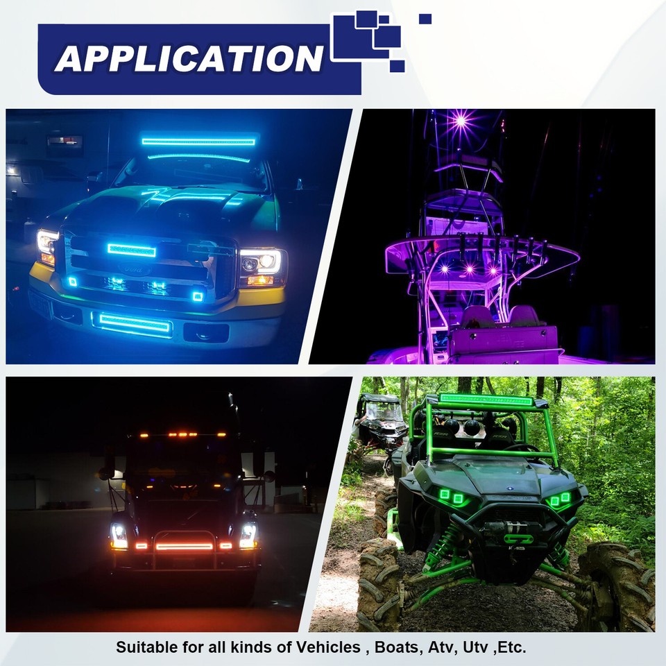 RGB Curved LED Light Bar 42Inch+4Inch RGB LED Pods For Off road Chevy ...