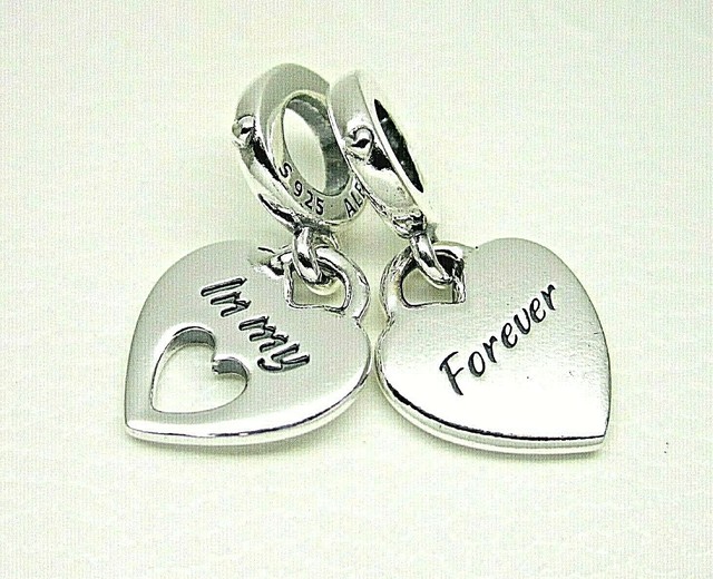 PANDORA Double Heart Split Dangle Charm - 799187C01 for sale online | eBay
