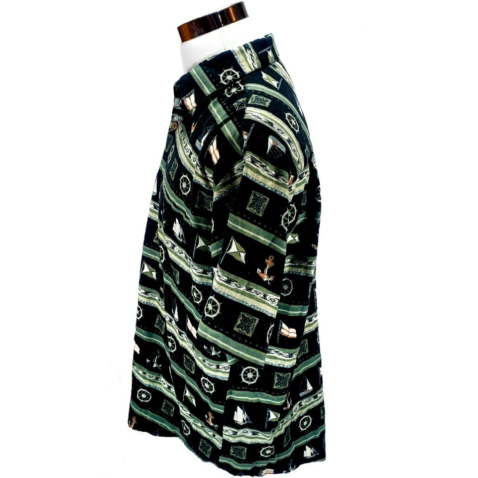 Mens Summa Boat Print Button Shirt, Large, 70% Silk, 30% Cotton | eBay