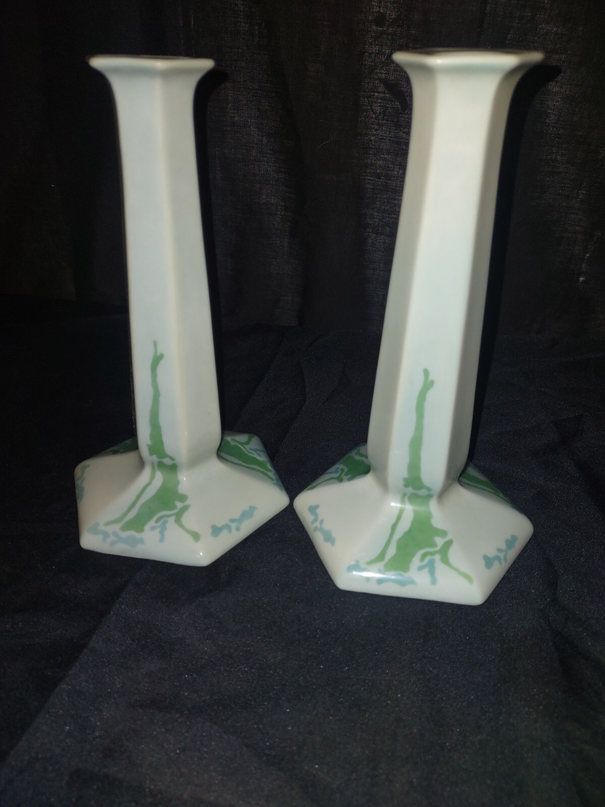 Pair Of Antique American Belleek Lenox Candle Stick Holder Hand Painted ...
