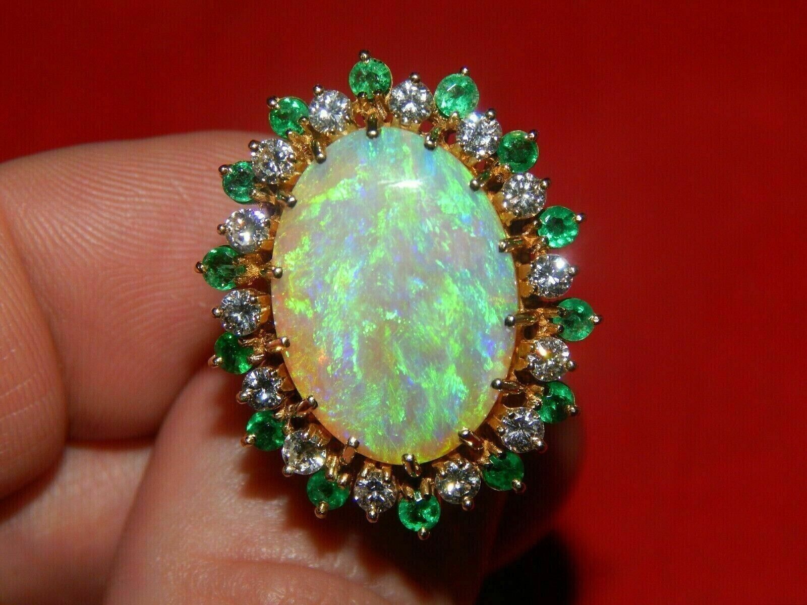 3 Ct Oval Cut Lab-Created Fire Opal Halo Engagement Ring 14K Yellow ...