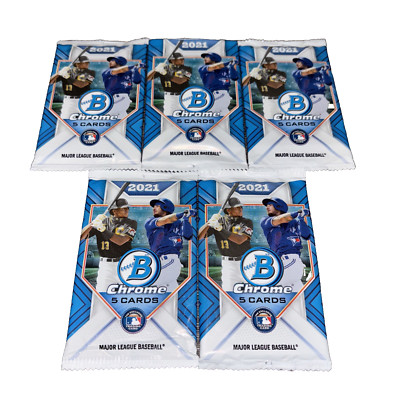 (5) 2021 Bowman Chrome Baseball-5 Card Packs-Factory Sealed-Free ...