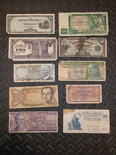 Lot of 10 Vintage Foreign Banknotes World Paper Money Currency ...