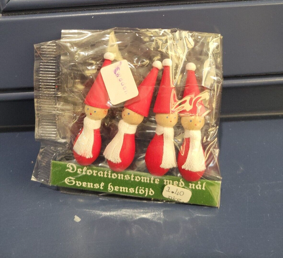 Vintage Swedish Handmade Wood Tomte Elf Decorations Figures Holline? | eBay