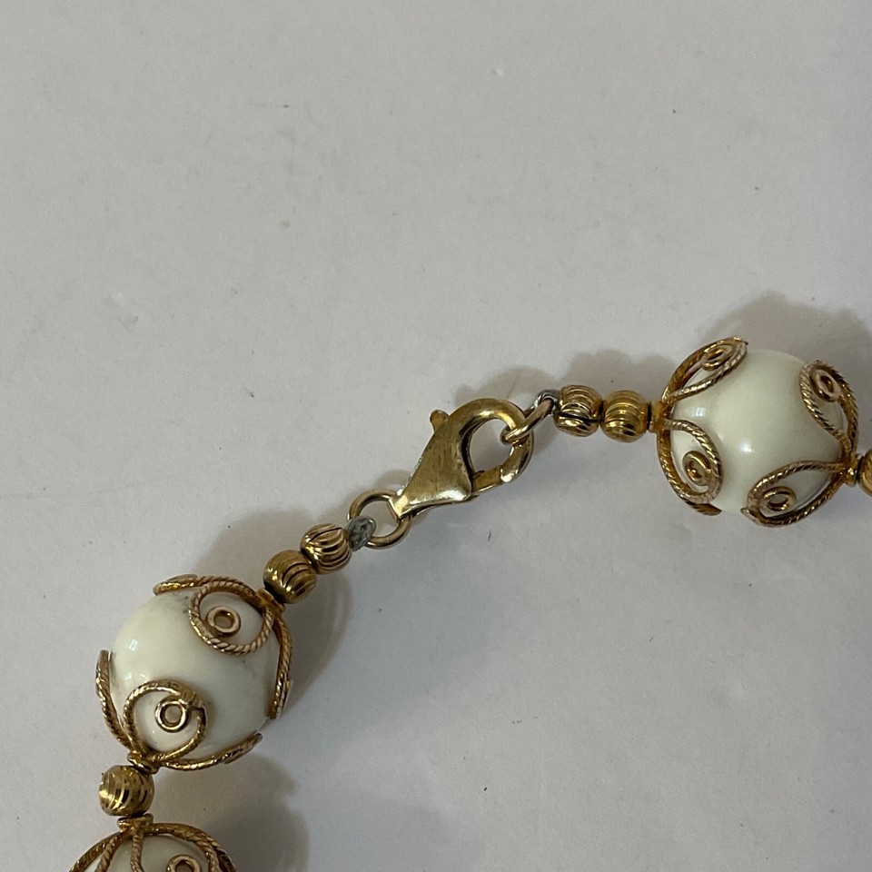Vtg OT Turkey Bracelet 18K Yellow Gold Technibond Filigree 925 White ...