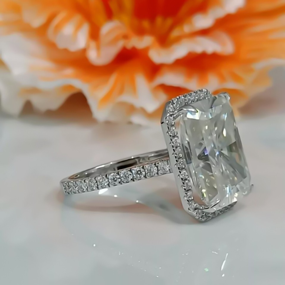 6.00 Ct Radiant Cut Diamond Solitaire Ring 925 Silver Engagement Gift ...