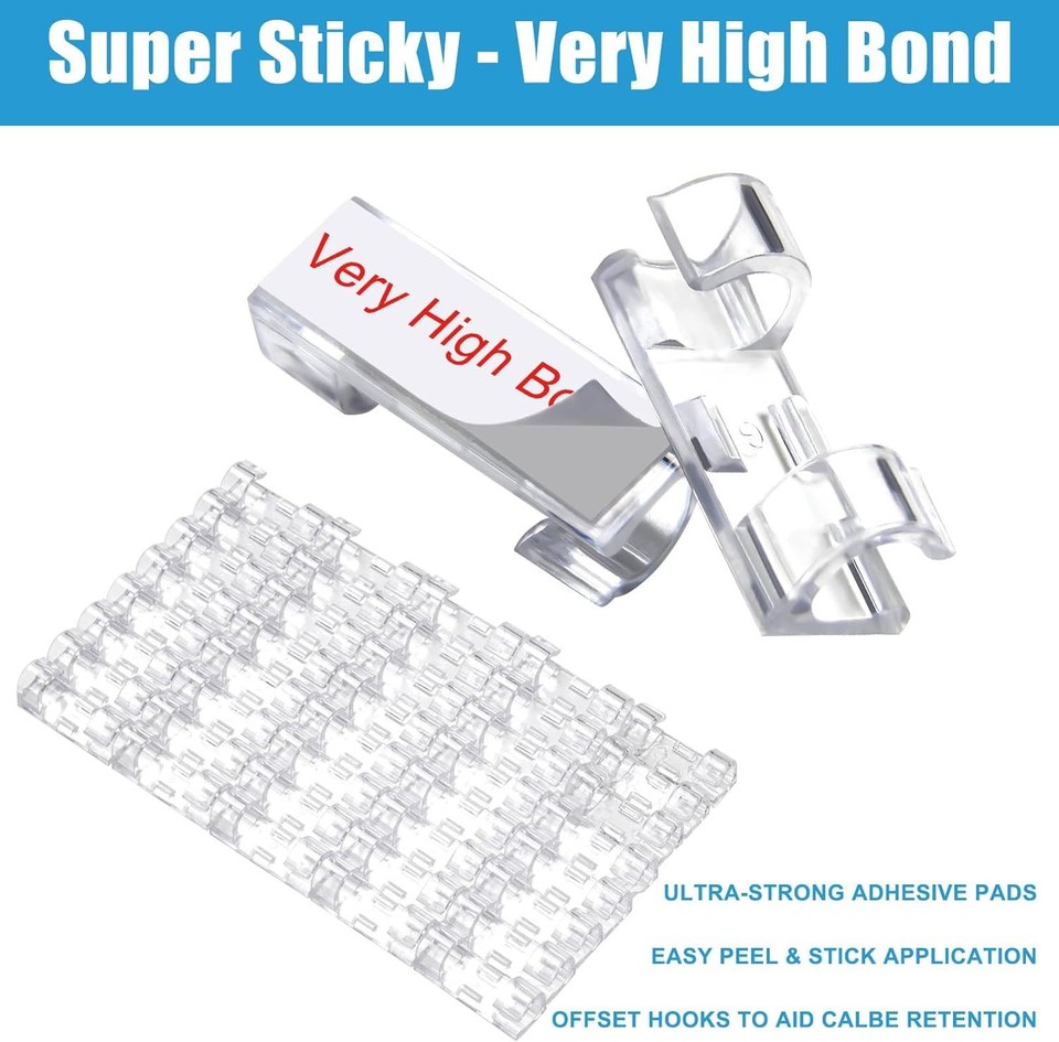 40PCS Strong Adhesive Cable Clips Clear, Premium Wire Holders for Wall ...