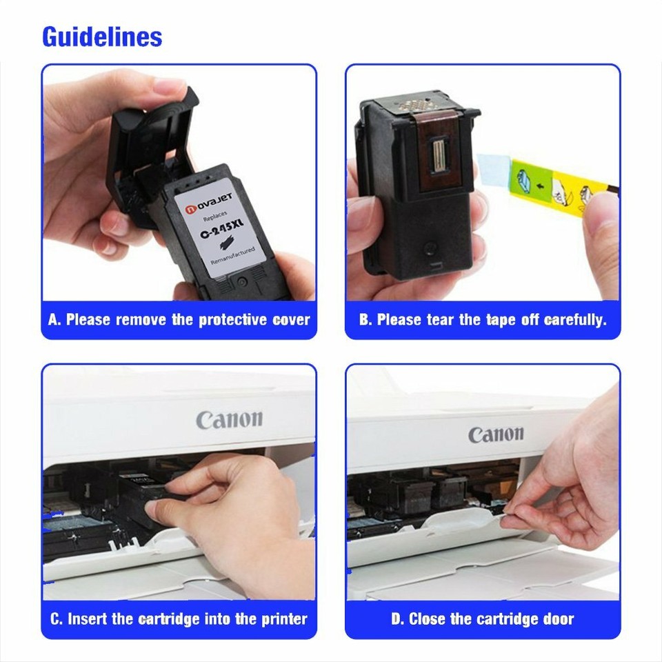 Novajet PG-245XL CL-246XL Ink Cartridge For Canon PIXMA MG2500 MG3022 ...