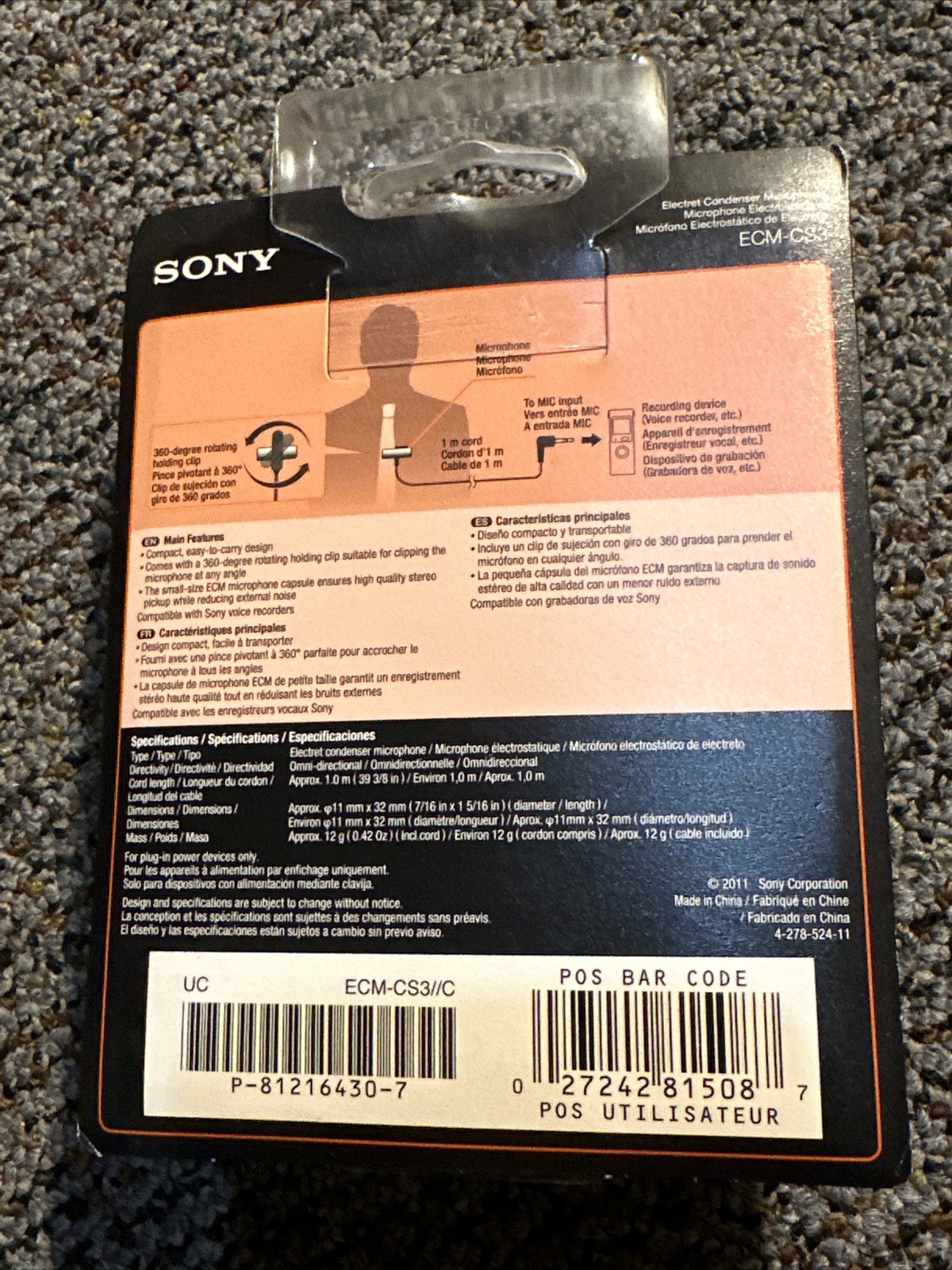 Sony ECM-CS3 Condenser Wired Microphone for sale online | eBay