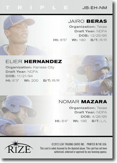 2012 Jairo BERAS * Elier HERNANDEZ * Nomar MAZARA Rize PURPLE Paragon ...