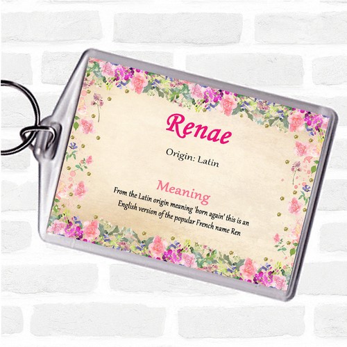 Renae Name Meaning Bag Tag Keychain Keyring Floral | eBay