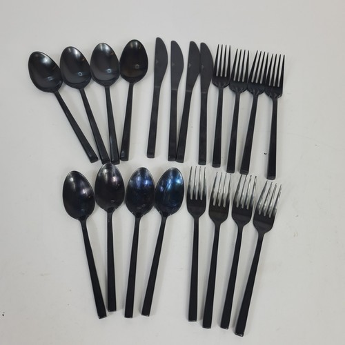 Pottery Barn Luna Flatware 20pc "Brushed Gunmetal" - Scratches / Read ...