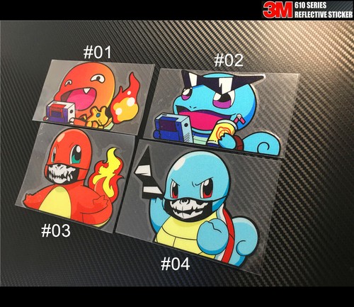 Reflective Cute funny Charmander / Squirtle Peeker PEEKING Car Sticker ...