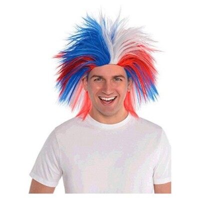 Patriotic Crazy Wig - Red White Blue - Sports - Costume Accessory - One ...