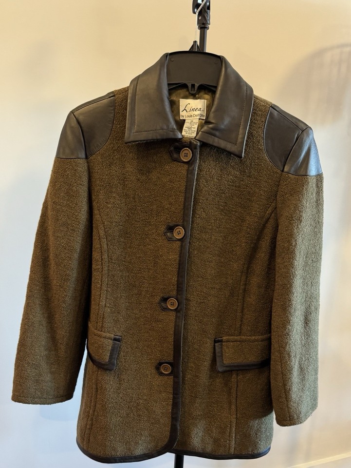 Linea by Louis Dell’Olio Wool Jacket Leather Trim Women’s XS fit Small ...