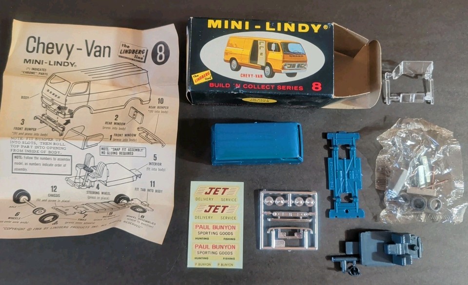 New Vtg 1967 Lindberg Mini-Lindy Blue JET Chevy Van Model Kit Not ...