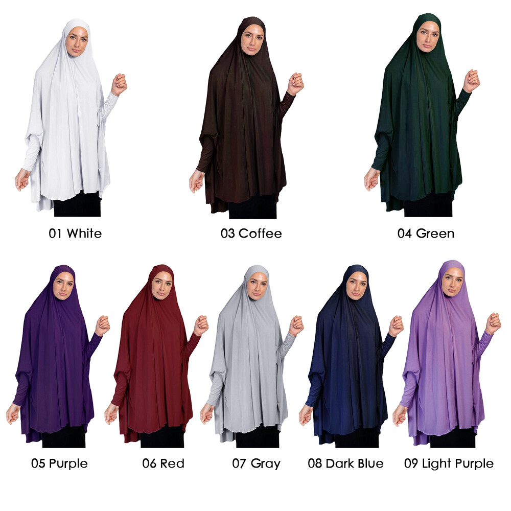 Muslim Women Long Prayer Scarf Dress Hijab Islam Full Cover Overhead ...
