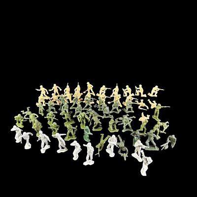 Lot Of 65 1963 Louis Marx Army Men Plastic Toy Soldiers 2”-2.5” Green ...