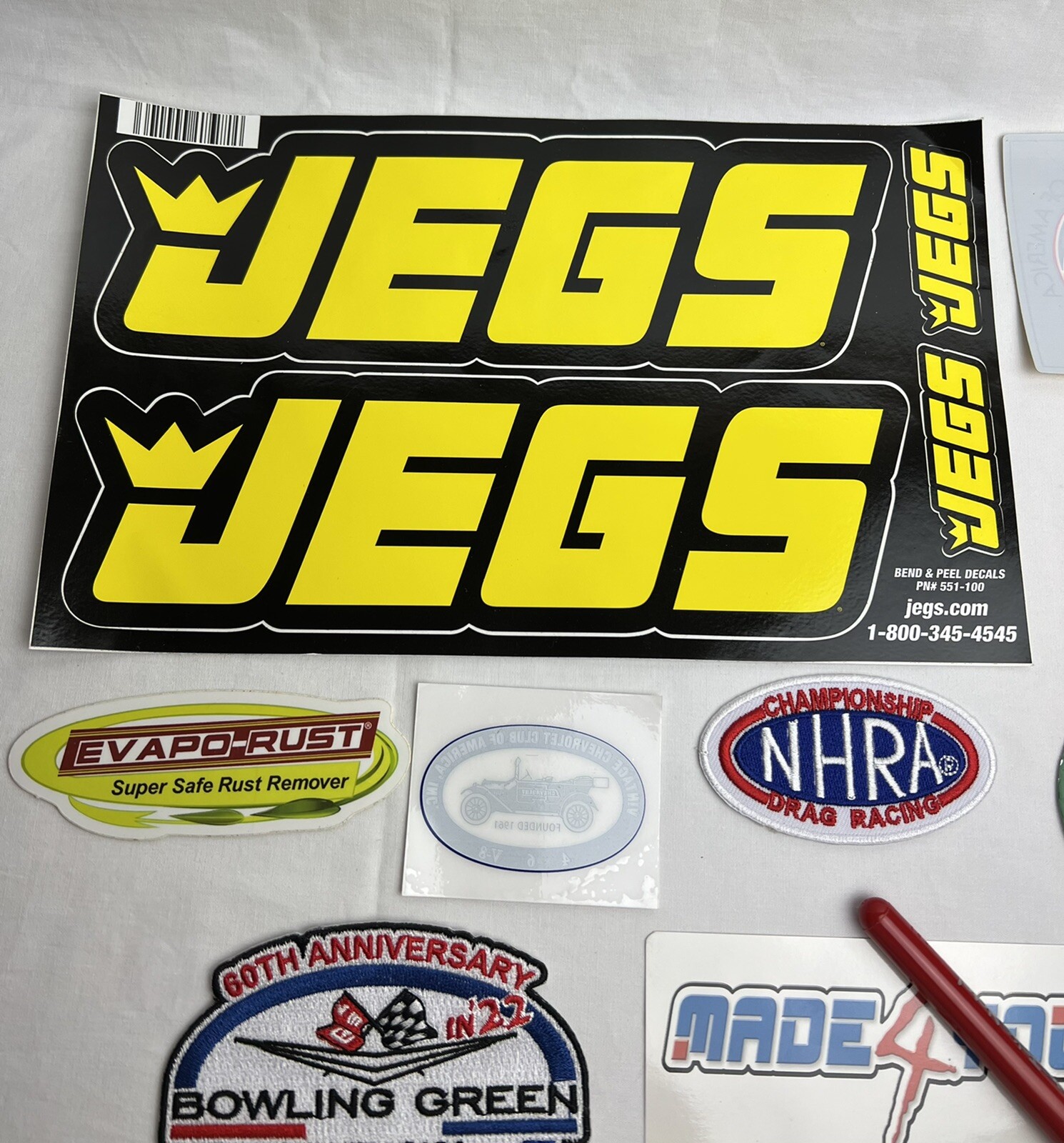 JEGS CHEVROLET CLUB NHRA DRAG RACING EVAPO-RUST Stickers Patch Decals ...