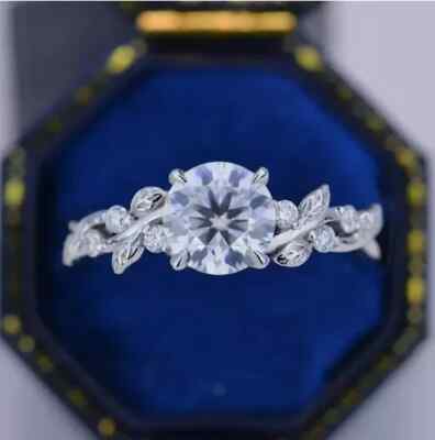 2.00Ct Lab-Created Diamond Leaf Shape Engagement Ring 14K White Gold ...