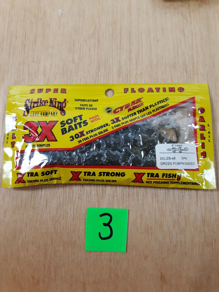 Strike King 3X Super Floating 6" Lizard 5 Count PaK. 8 Colors Garlic ...