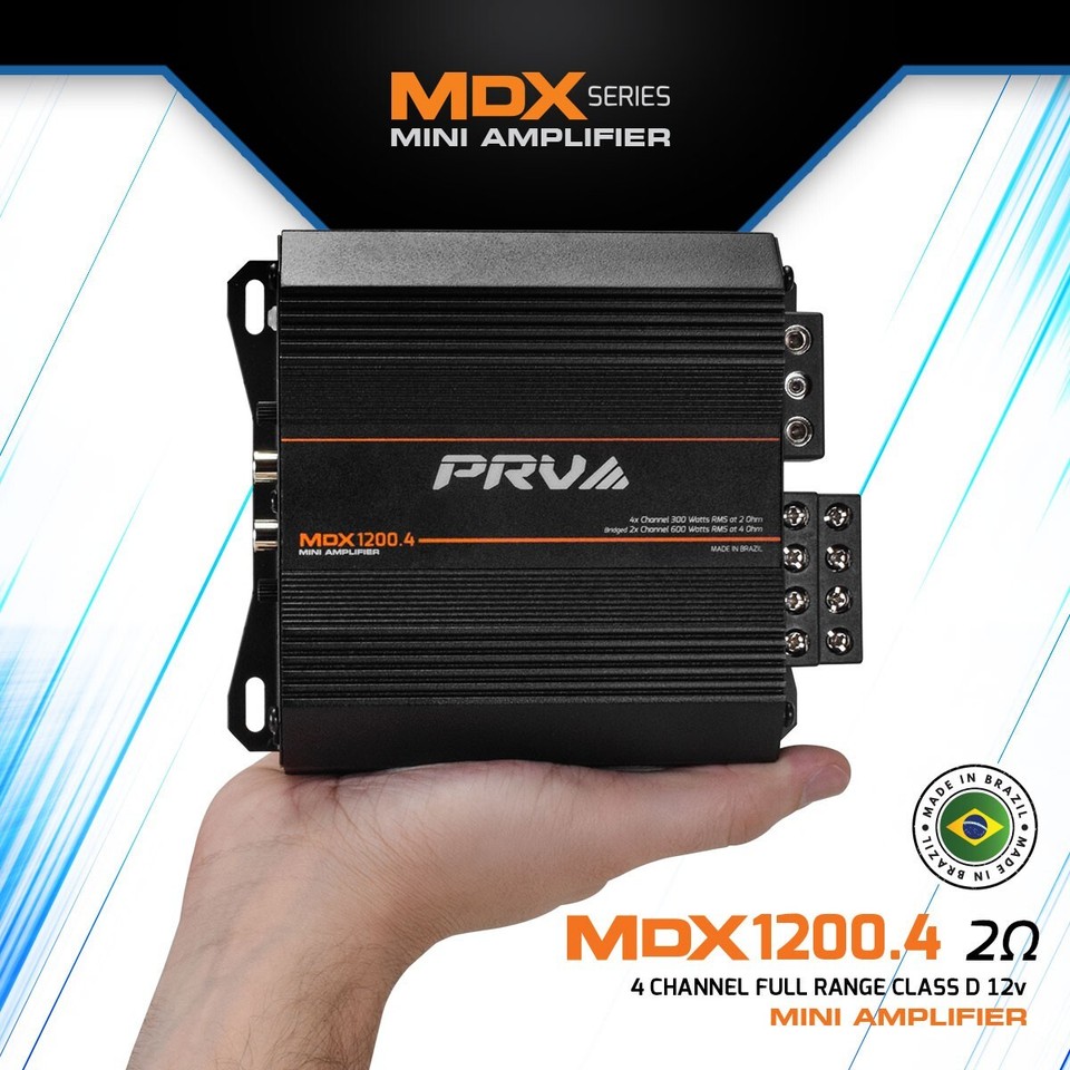 PRV MDX1200.4 2 Ohm Mini 4 Channel Amp 4x 300 Watts Compact Car Audio ...