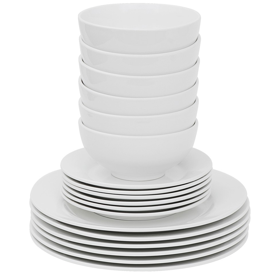 Dinnerware Set 18 Piece Plates Kitchen Dishes Dinner Bowls 6 Service | eBay
