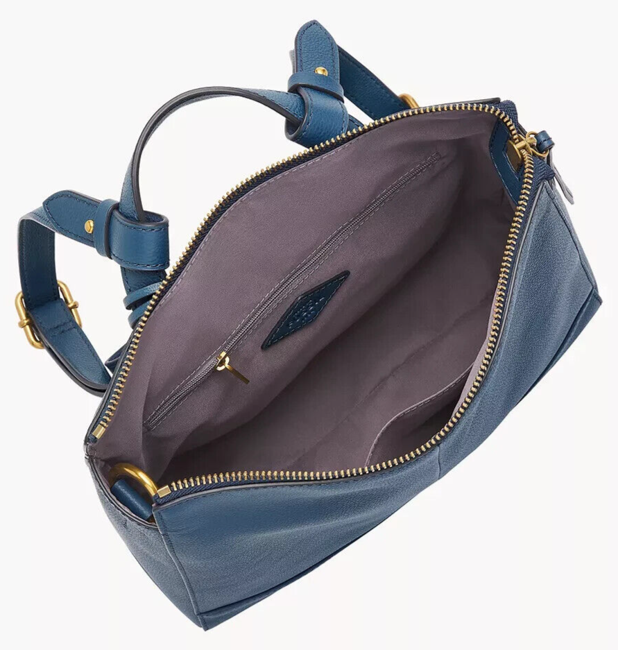 Fossil Elina Blue Denim Leather Convertible Backpack SHB2979944 Bag NWT ...