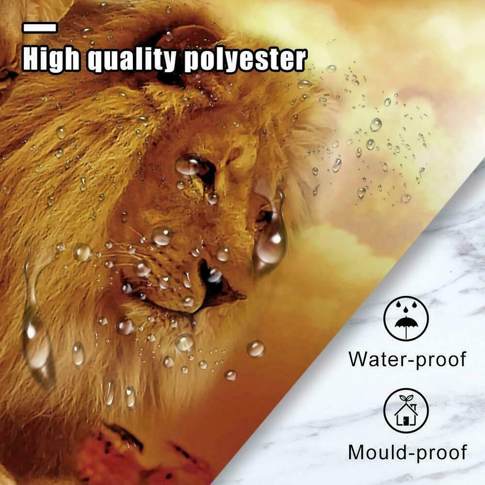 African Lion Fabric Shower Curtain Bathroom Decor with Hooks Washable ...