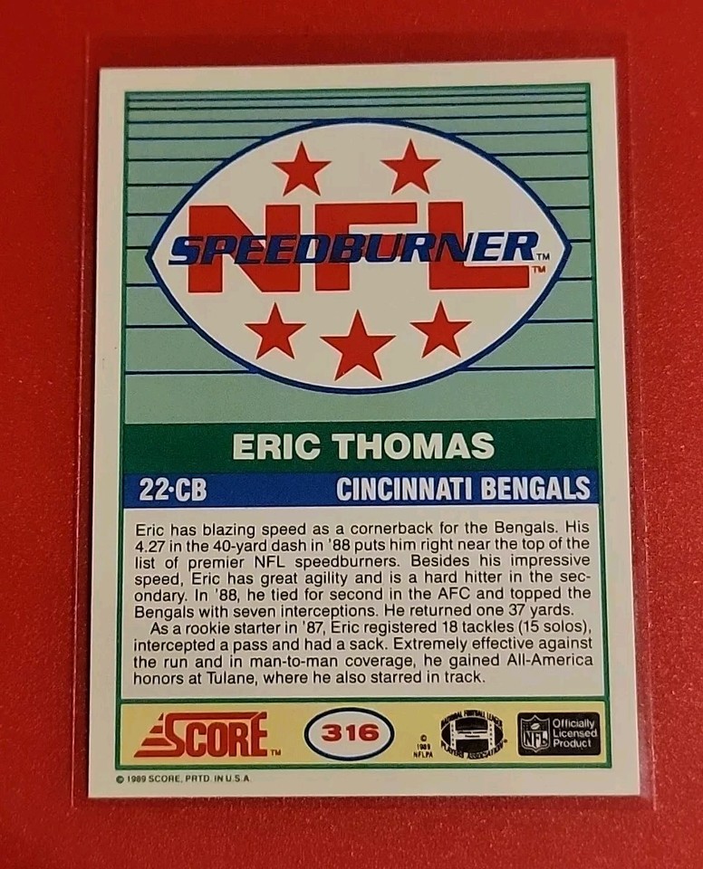 Eric Thomas Cincinnati Bengals 1989 Score Speedburner Card #316 | eBay